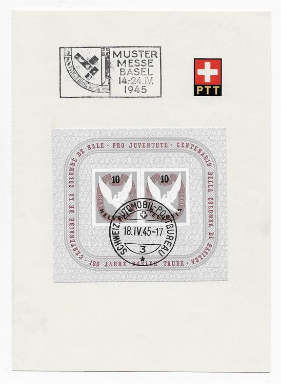 Jubiläumsblock Baslertaube 1945 | Kaufen auf Ricardo