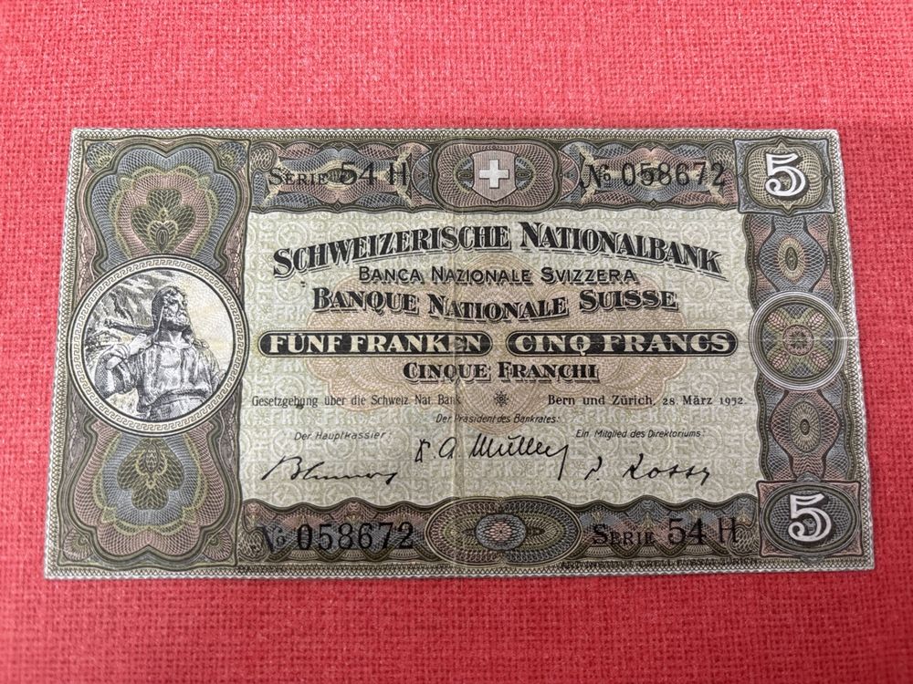 5 Franken Banknote 1952 wenig gebraucht TOP (Gebraucht) in Ormalingen ...