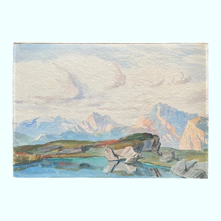 Berglandschaft Aquarell Signiert | Kaufen auf Ricardo