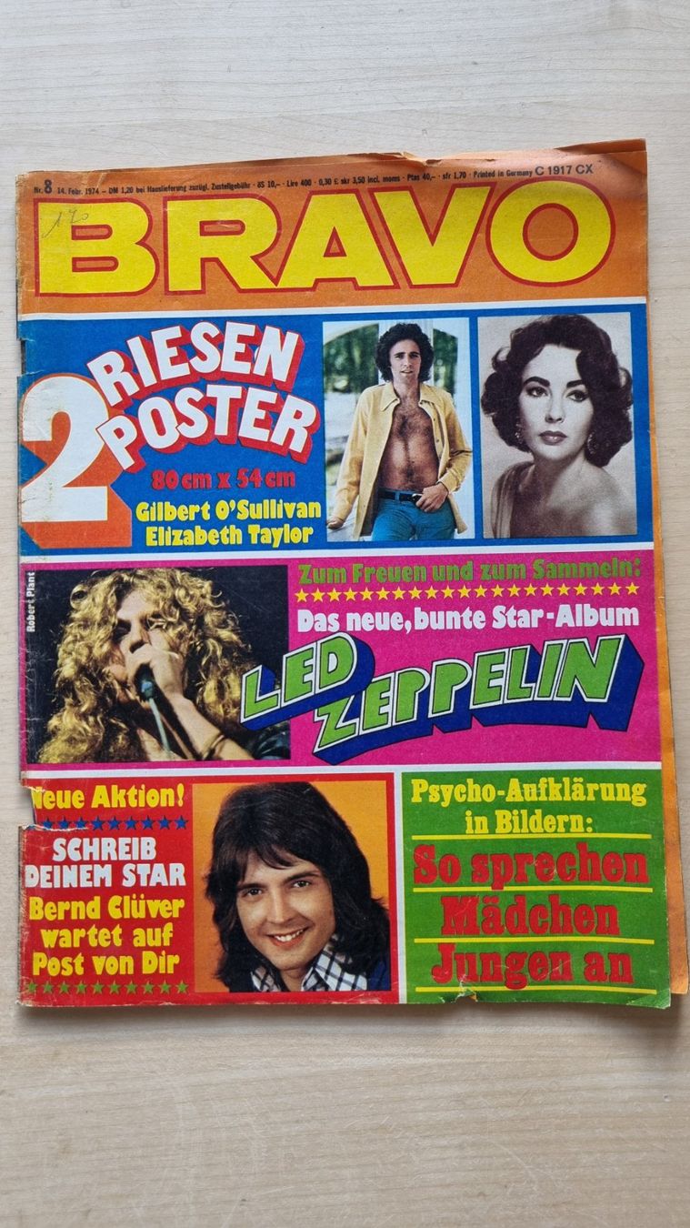 Bravo Nr.8, 1974, mit Led Zeppelin & Stars, Rarität! (Gebraucht) in ...