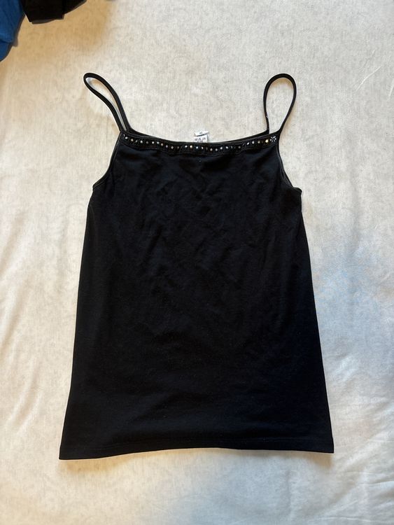 Schwarzes Trägertop Gr. 42 mit Strass für den Sommer (Gebraucht) in Rehetobel für CHF 10 – mit ...