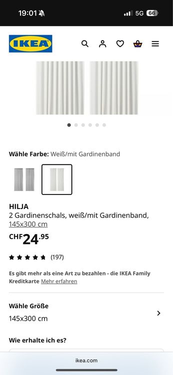 Ikea Hilja Gardinenschals (2 Stk.) - Weiss, 145x300cm (Neu und ...