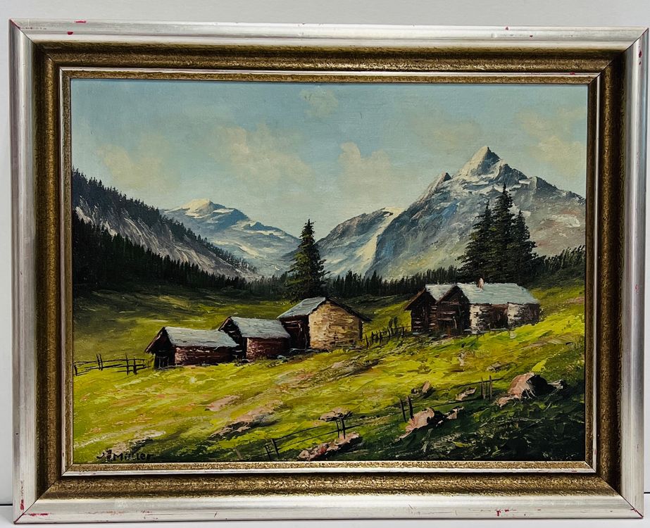 Landschaft Gemälde signiert von Müller Öl auf Leinwand | Kaufen auf Ricardo