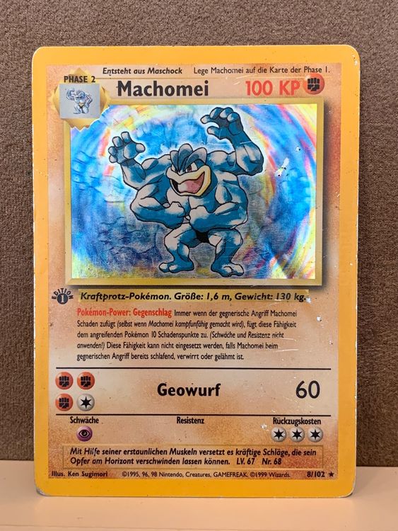 8/102 *1.Edition Machomei Holo DE Pokemon Base Set | Kaufen auf Ricardo