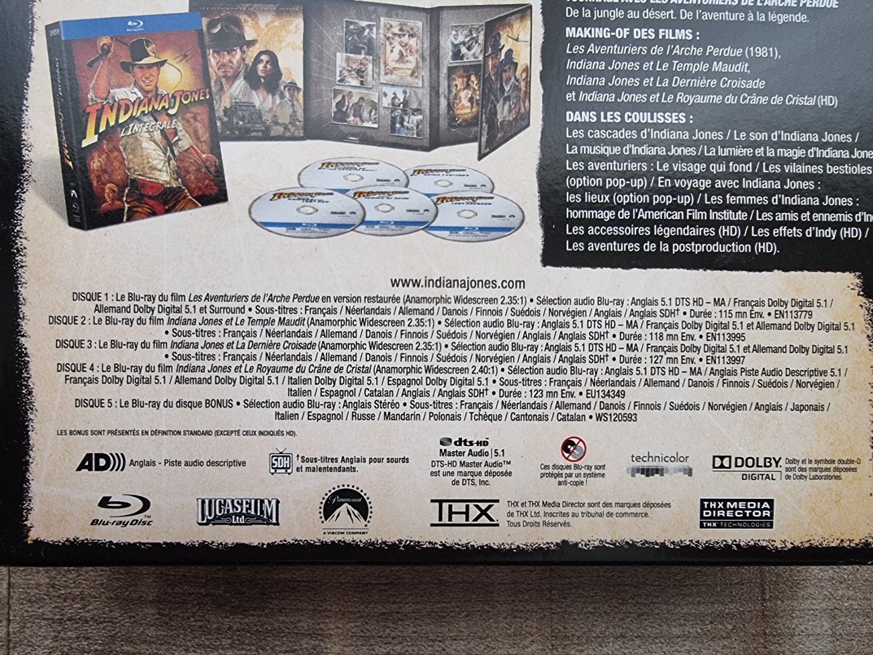 Indiana Jones - L'intégrale - 5 Blurays (D'occasion) à Chavannes-près ...