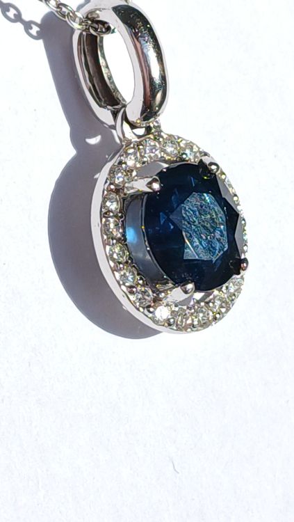 Weißgoldkette 18 kt mit natürlichem Saphir (2,00 ct) (Neu (gemäss ...