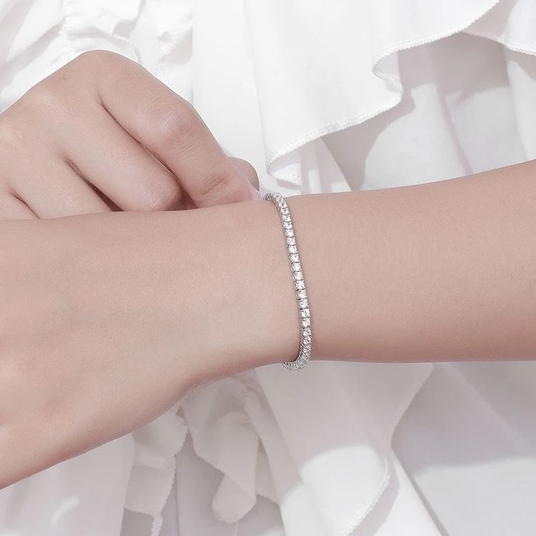 Bracelet tennis Argent S925 Silver Moissanite 3mm VVS1 18cm (Neu und originalverpackt) in ...