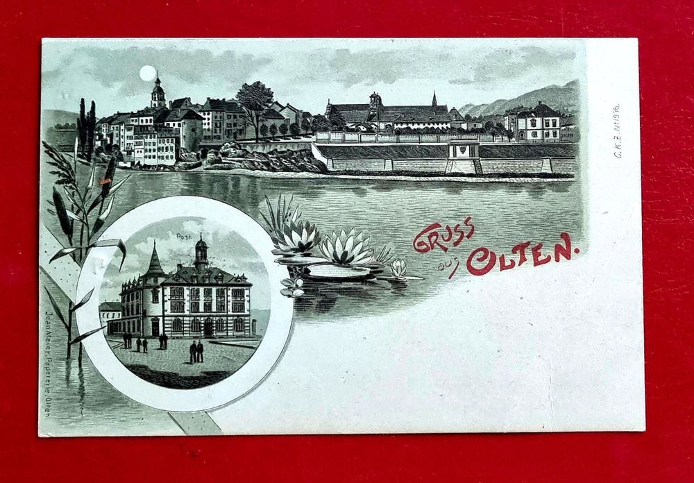 Olten - Alte Post - Stadtansicht mit Mond - Litho - 1902 (Gebraucht) in Rothrist für CHF 26.5 ...