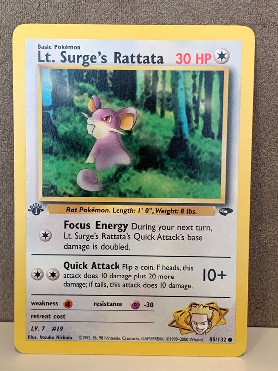85/132 *1.Edition Lt. Surge's Rattata ENG Pokemon Challenge (Gebraucht ...