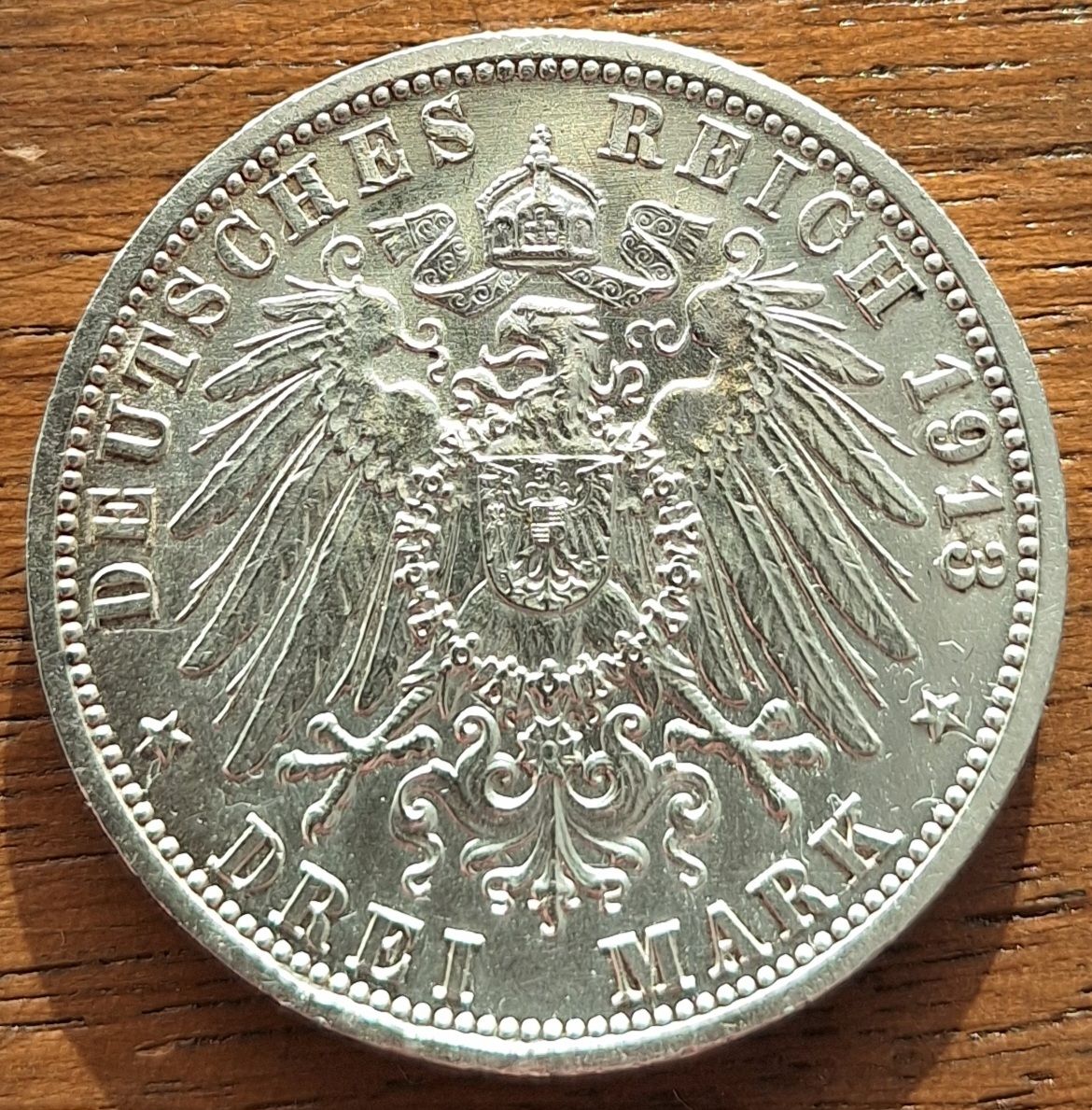 Preußen 3 Mark Silbermünze 1913 A – Wilhelm II. in Uniform (Gebraucht ...