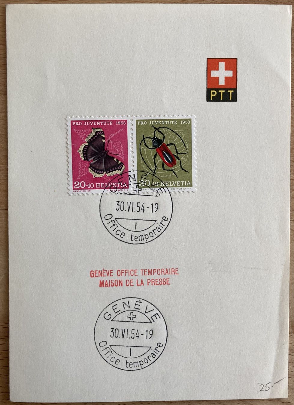 PTT Faltblatt 1954 mit Z39, SBK 85 Fr. (Gebraucht) in Flawil für CHF 8.5 – mit Lieferung auf ...
