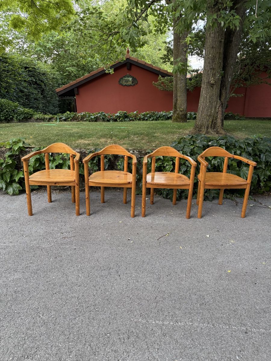 Suite de 4 fauteuils Rainer Daumiller pin massif Design 1980 (Gebraucht ...