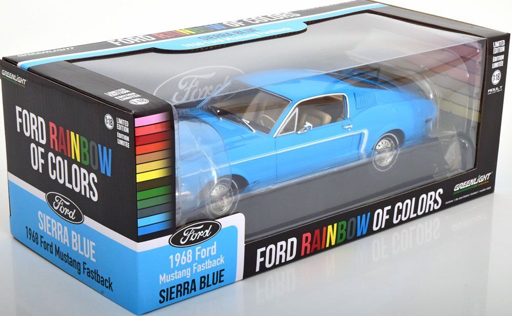 FORD MUSTANG FASTBACK RAINBOW COLOURS 1968 1:18 GREENLIGHT (Neu und ...