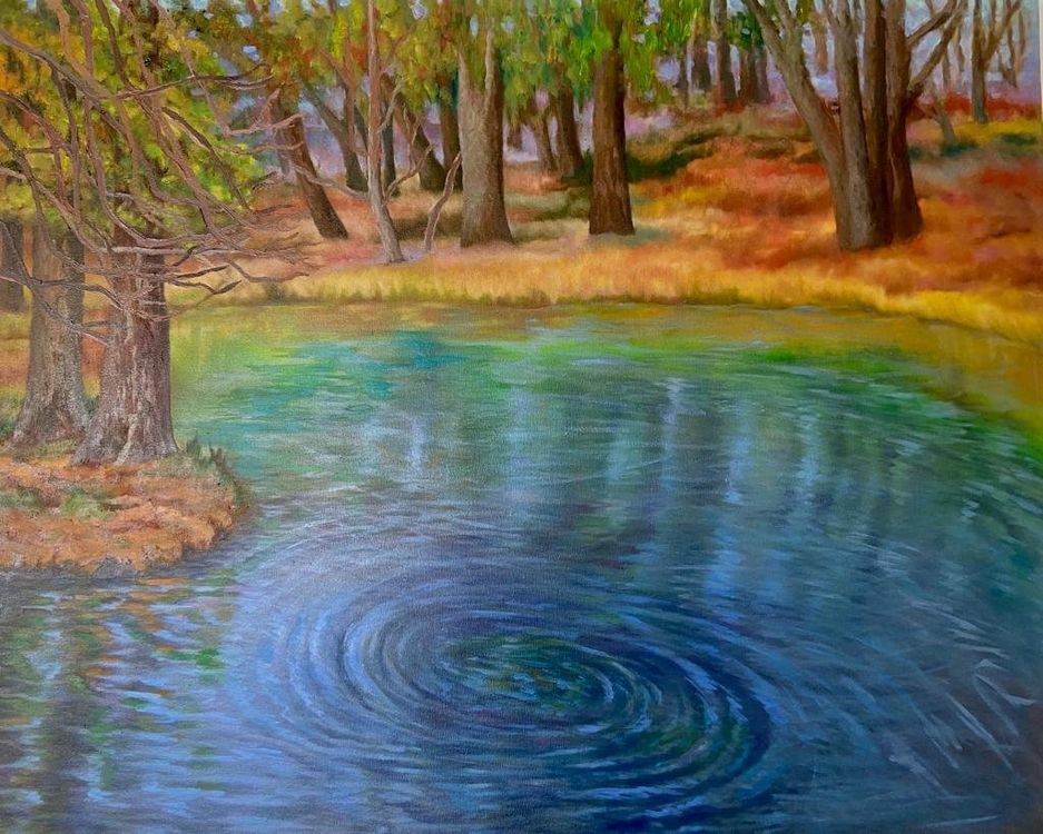 Im Wald am Teich, Öl auf Leinwand, 80x100cm | Kaufen auf Ricardo