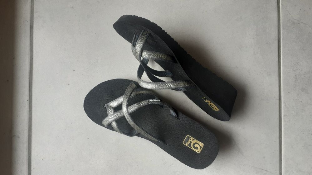 New platform sandals teva blue silver gold stripes 37 y2k | Kaufen auf ...
