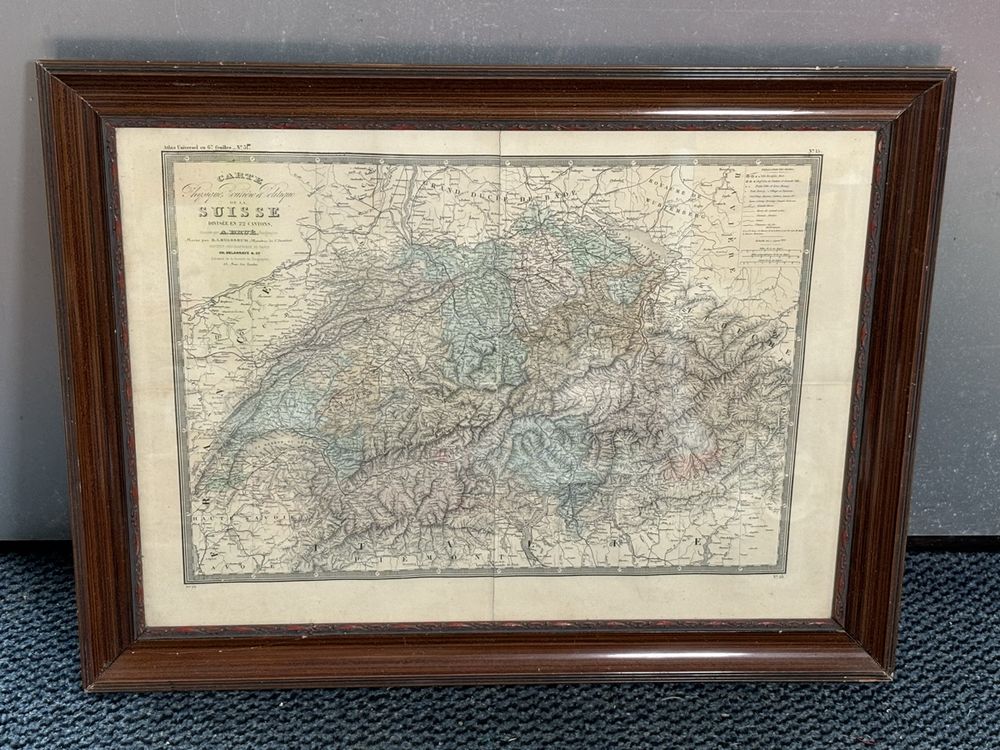 Antike Schweizer Landkarte Karte Schweiz gerahmt (Gebraucht) in Konolfingen für CHF 30 – mit ...