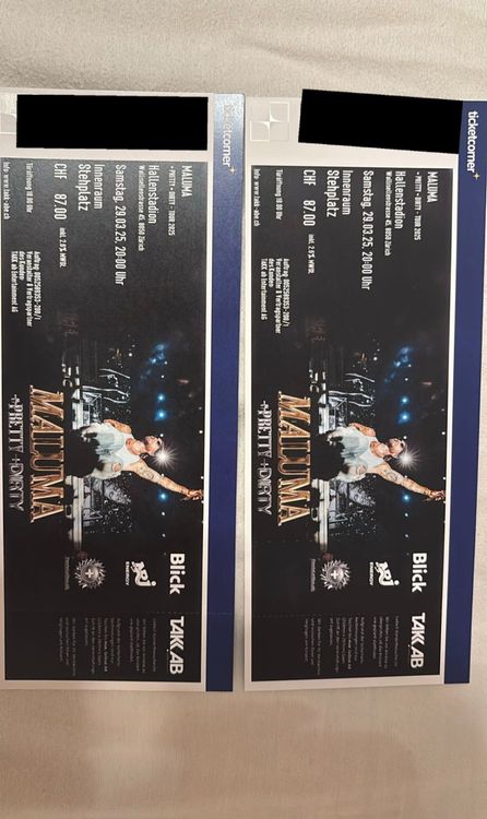 MALUMA 2x Tickets Stehplatz Hallenstadion Zürich | Kaufen auf Ricardo