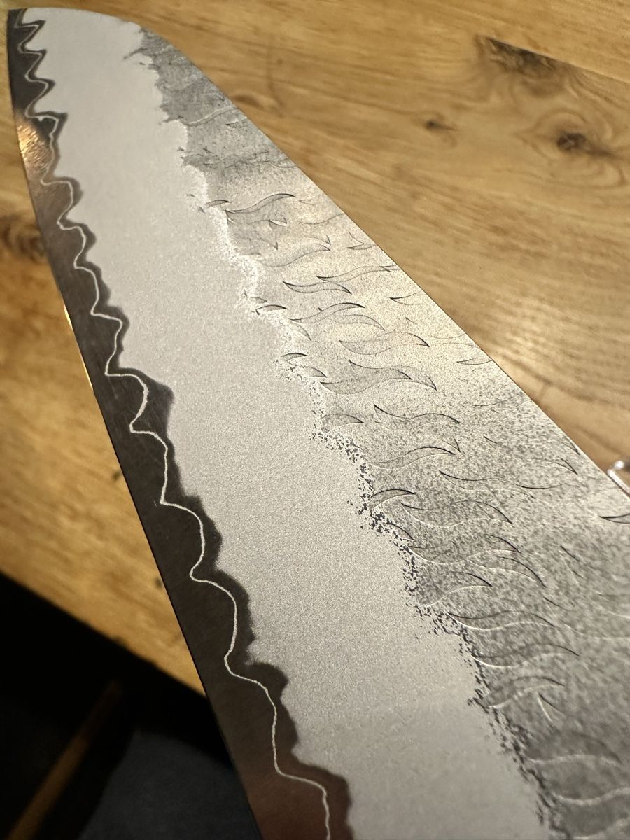 Nigara Gyuto 210 mm Aogami Super – Tsuchime Black, Wa-Griff (Neu und ...