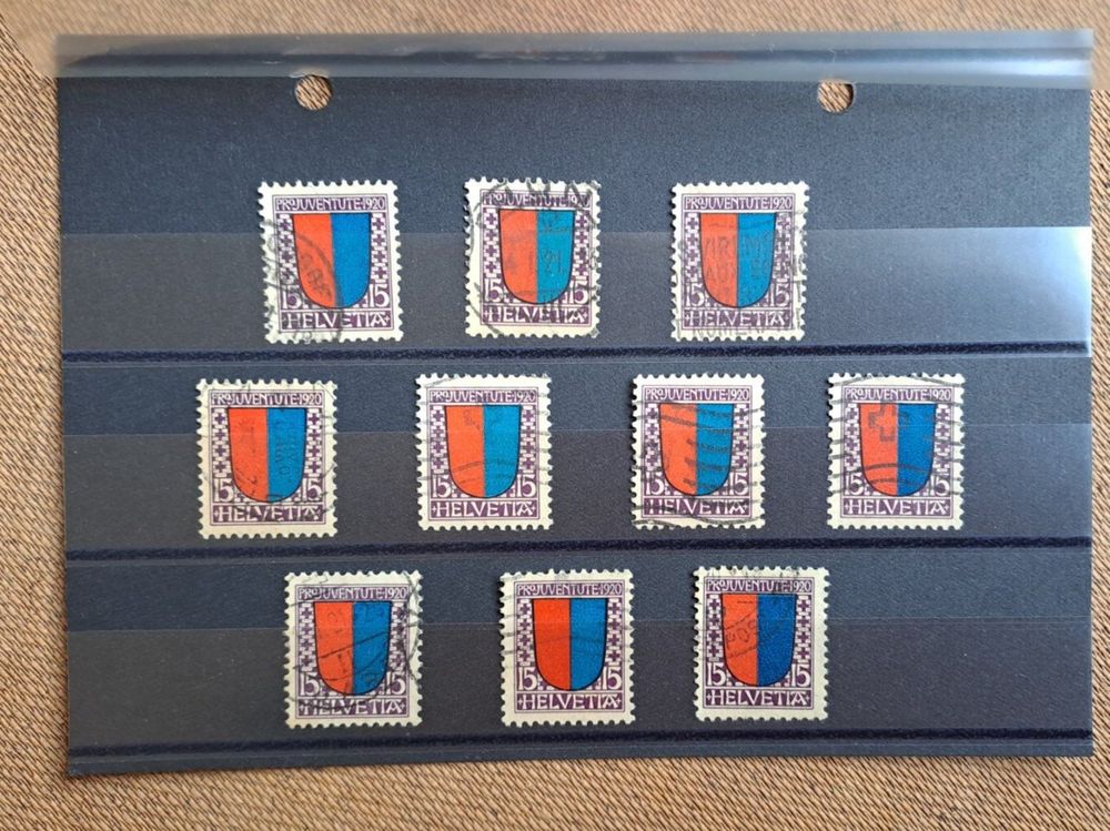 schöne Steckkarte 10 x PJ 17 Tessiner Wappen KW CHF 100.- (Gebraucht ...