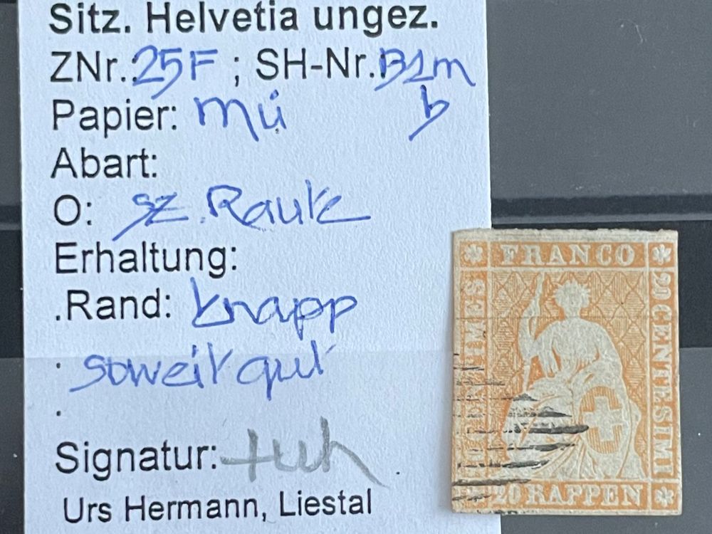Seltene STRUBEL-MARKE Znr. 25F.b, Signiert + Befund Hermann (Gebraucht) in Muri AG für CHF 69.9 ...