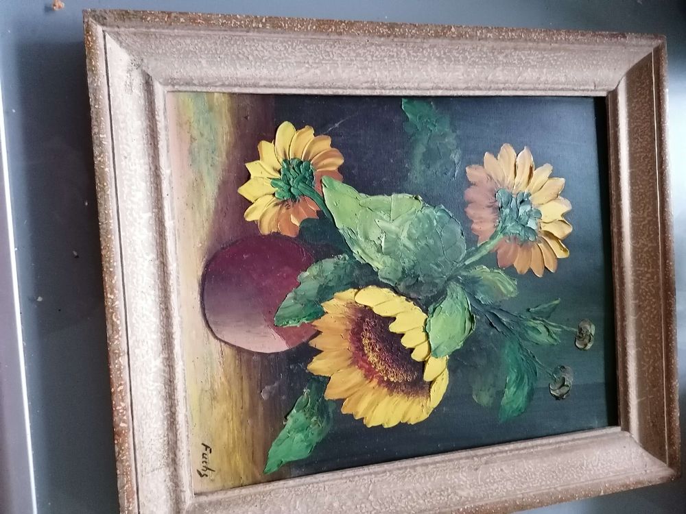 Sonnenblumen Ölgemälde gerahmt Fuchs Masse ca. H 45 B 38 | Kaufen auf Ricardo