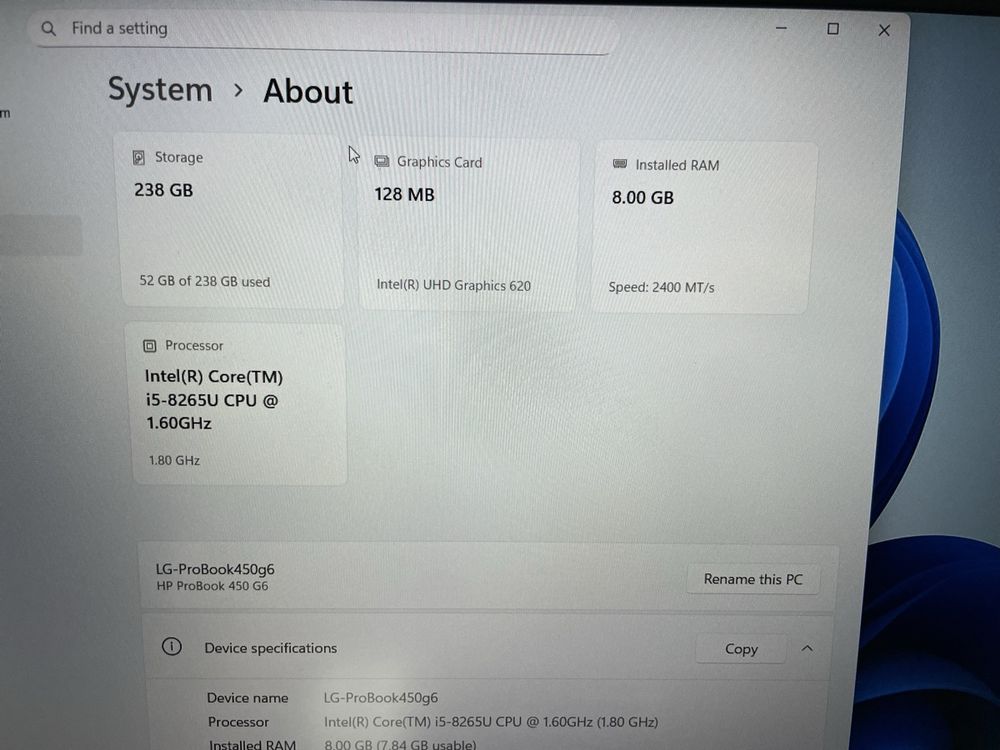 HP ProBook 450 G6 - Intel i5, 8GB RAM, 238 GB SSD 💻 (Gebraucht) in Rümlang für CHF 150 – mit ...