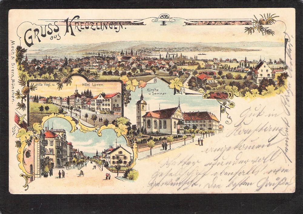 #Litho Gruss aus Kreuzlingen TG , 4 bild , gel. 1904 (Gebraucht) in Reichenburg für CHF 27 – mit ...