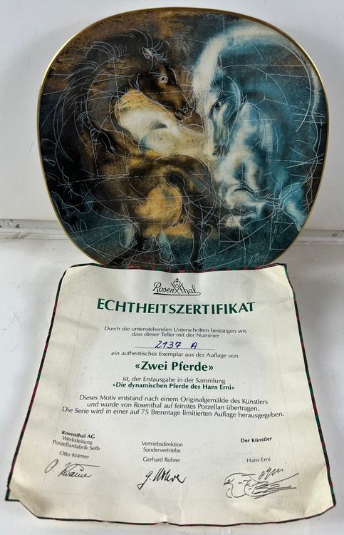 Zwei Pferde Hans Erni Echtheitszertifikat Teller (Gebraucht) in Neuhausen am Rheinfall für CHF ...
