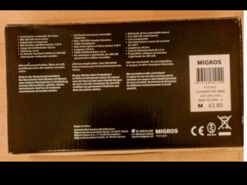 Guirlande lumineuse 100 LED blanc chaud 10,8m Noël (Neu (gemäss ...