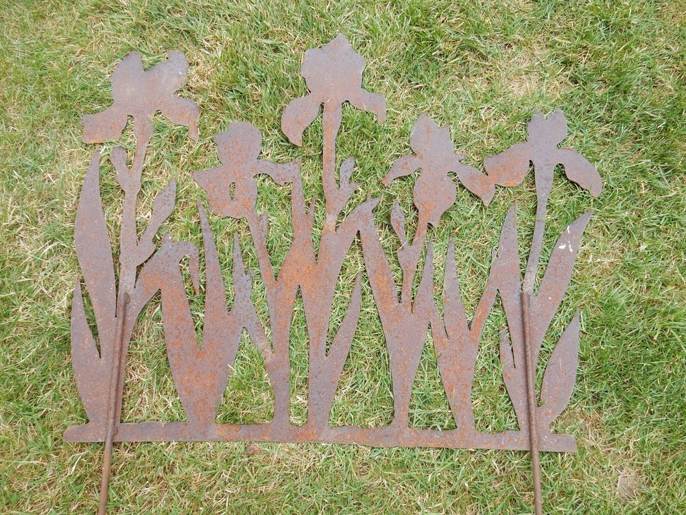 Rost: Gartenstecker Schwertlilien Iris zur Abgrenzung, Deko (Neu ...