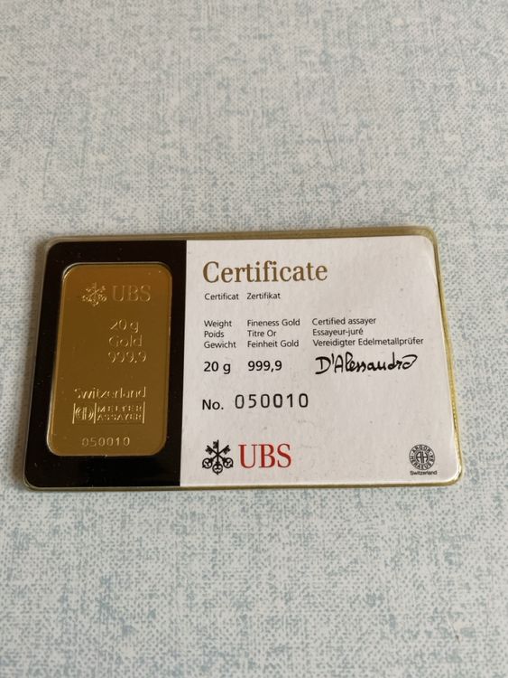 Ab 1.- 20g Gold (Neu (gemäss Beschreibung)) in Uznach für CHF 1406 ...