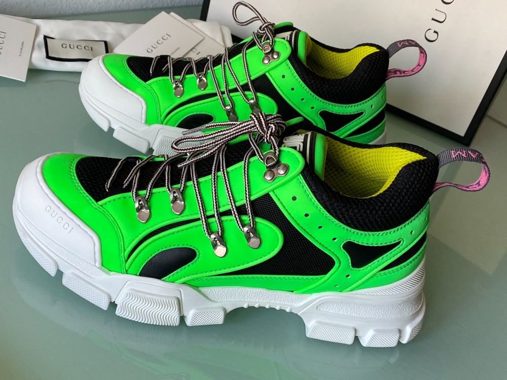 GUCCI Flashtrek Hiking Grün Neon Boots Sneakers 43.5 NEU | Kaufen auf ...