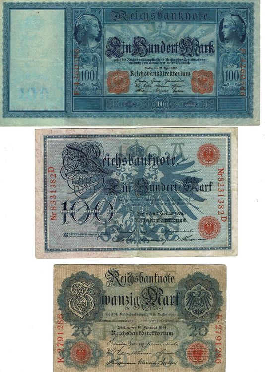 Berlin Reichsbanknoten Set 10 Stk SS-SS++ gebraucht Nr.3 (Gebraucht) in ...