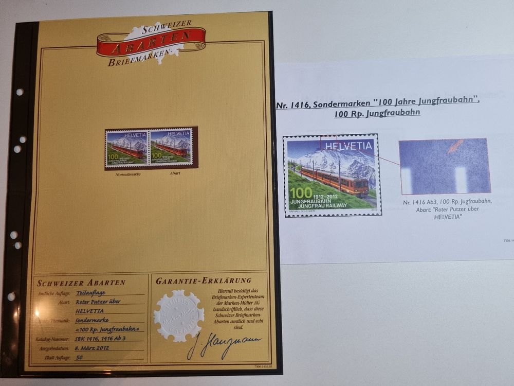 2012 Abart Jungfraubahn Roter Putzer über Helvetia | Kaufen auf Ricardo