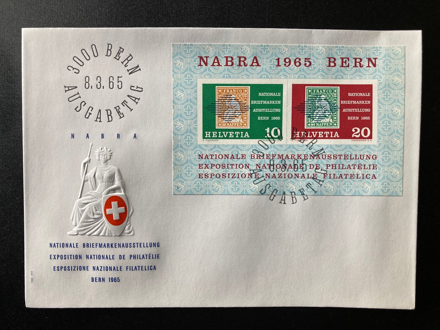 FDC Nationale Briefmarkenausstellung Bern NABRA (8.3.1965) (Neu (gemäss ...
