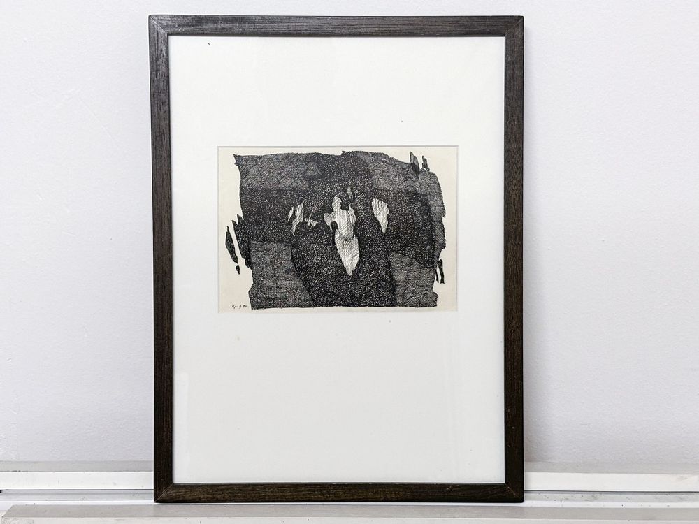 «oT», Tuschzeichnung, 1986, 14x21cm, Franz K. Opitz, Orignal | Kaufen auf Ricardo