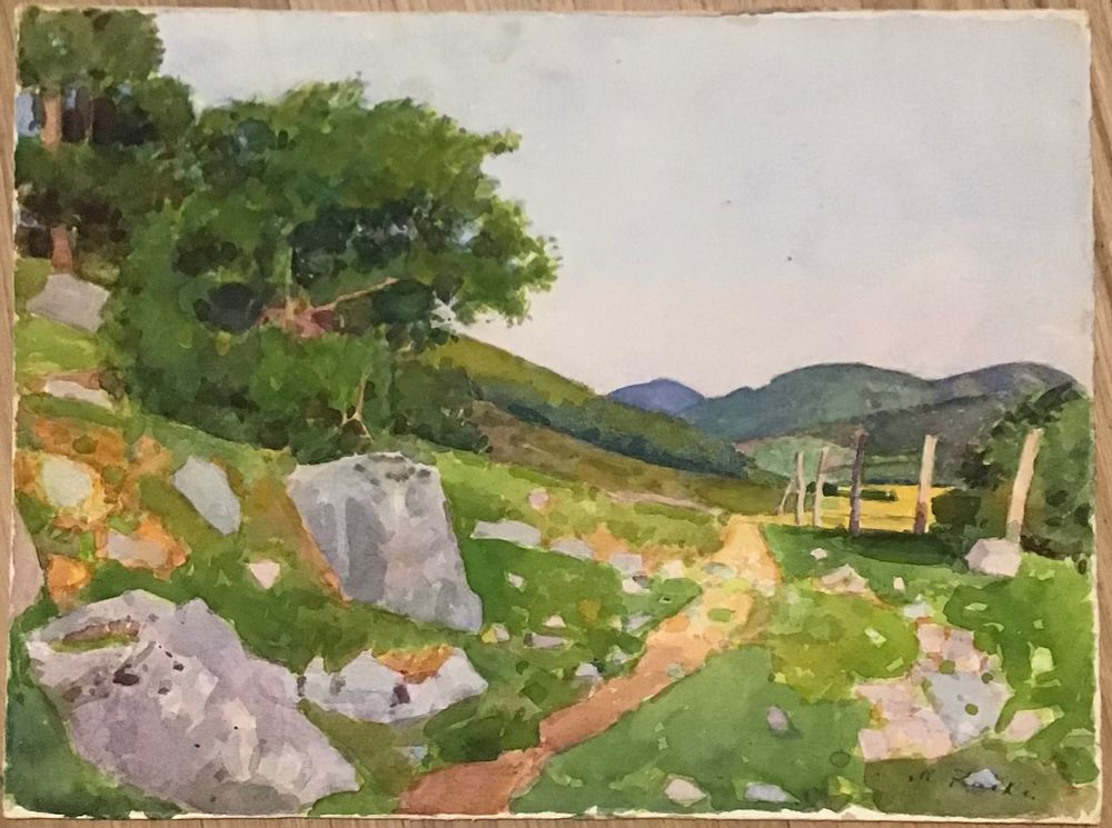 Farbenfrohes Landschaft Aquarell Unleserlich Signiert | Kaufen auf Ricardo