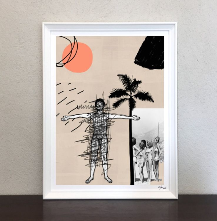 Nudist Pop Art Kunst Vintage Bikini FKK Palme Bild Modern Ar (Neu ...