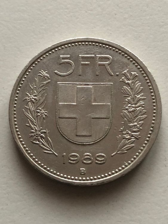 5 Fr. 1989 mit vertiefter Randschrift | Kaufen auf Ricardo