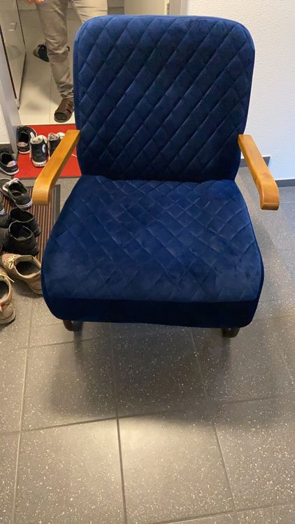 Freischwinger blauer Sessel Samt (Gebraucht) in Zürich für CHF 70 – nur Abholung auf Ricardo kaufen