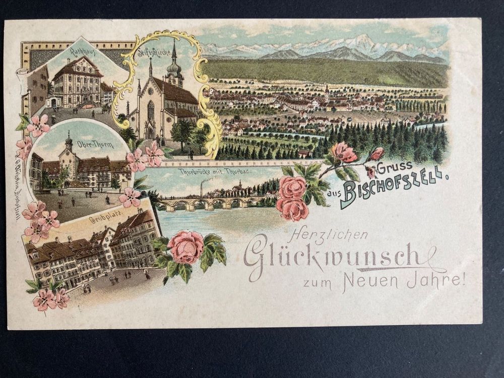 5-Bild-Litho, Gruss aus Bischofszell 1899 / Stabstempel (Gebraucht) in schlieren für CHF 10 ...