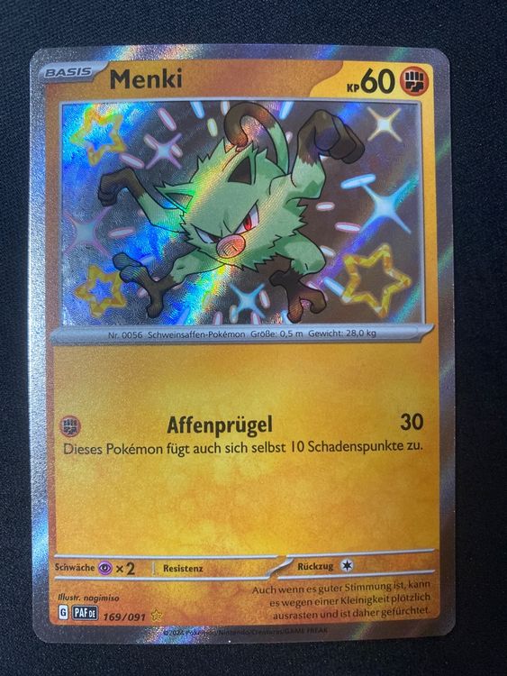Shiny Menki 169 - Mankey - Paldean Fates - DE (Neu (gemäss Beschreibung ...