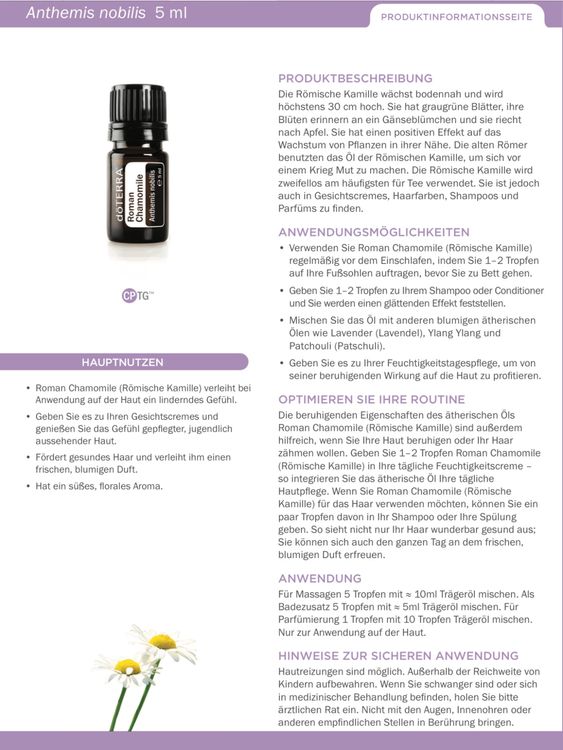 Römische Kamille 5ml Öl-Nervensystem kardiovaskulären Schutz (Neu und ...