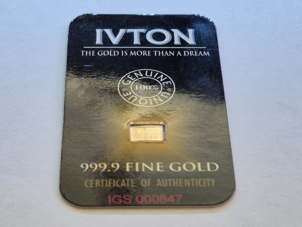 IVTON 5 Grain Gold 999.9 (Serien-Nr. IGS 000847) (Neu und originalverpackt) in Sulz AG für CHF ...