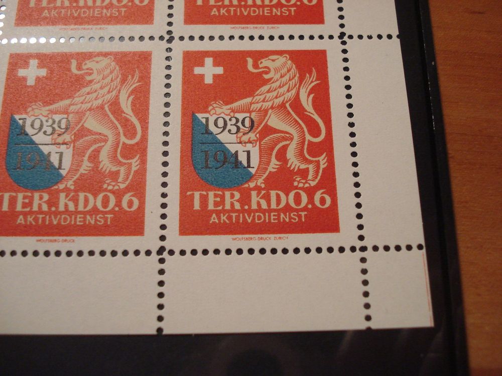 Bogen Soldatenmarke Ter Kdo 6, Zürich, 1939/41 ** (Gebraucht) in ...