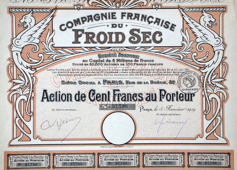 Compagnie Française du Froid Sec SA, Paris - 1919 (Gebraucht) in ...