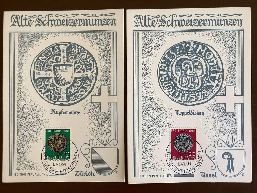 2 Maximumkarten 1964 Pro Patria Schweizermünzen FDC | Kaufen auf Ricardo