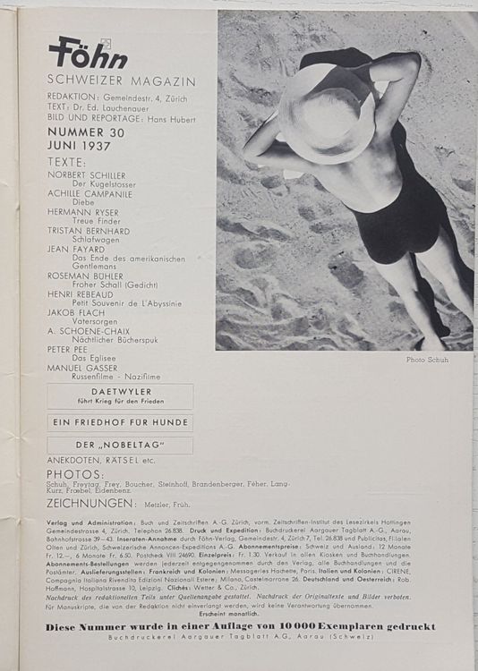 RaritÄt Föhn Das Schweizer Erotik Magazin Juni 1937 Kaufen Auf Ricardo