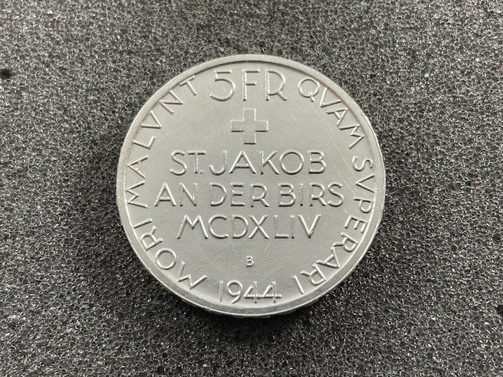 5 Franken Silber St. Jakob 1944 (Gebraucht) in Reitnau für CHF 15 – mit Lieferung auf Ricardo kaufen