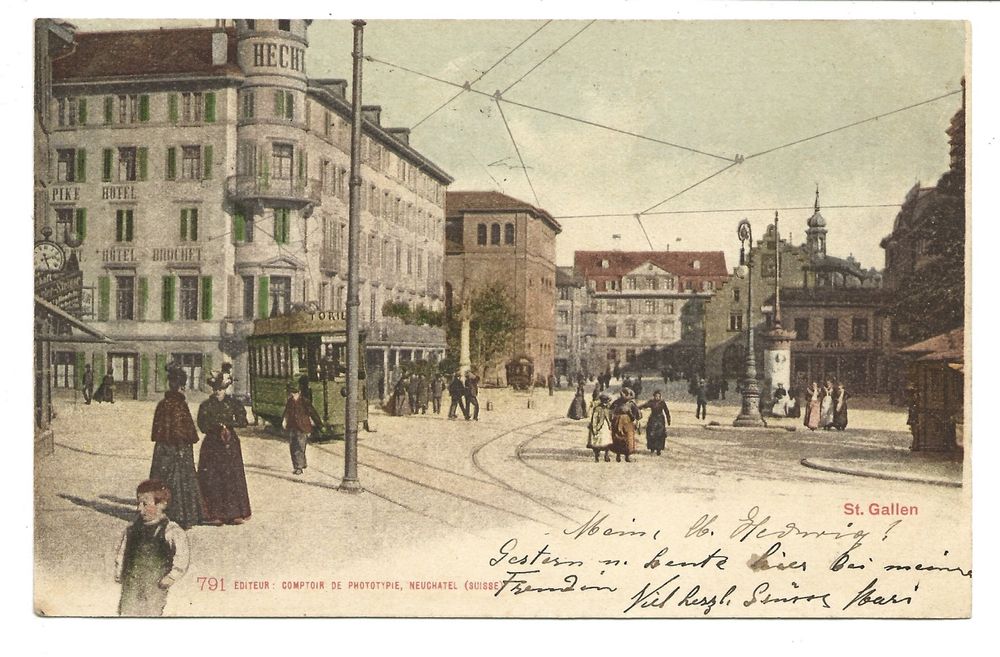 St. Gallen - Hecht - Tram - Theater - Bank Wegglin - 1901 (Gebraucht ...